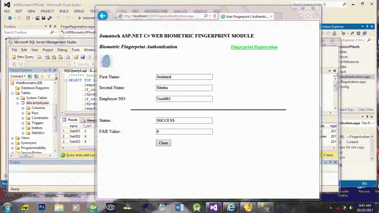 ASPNET Web Biometric Authentication - Jomutech Systems
