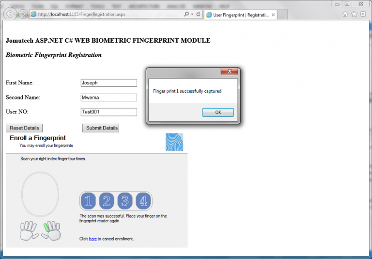 ASPNET Web Biometric Authentication - Jomutech Systems