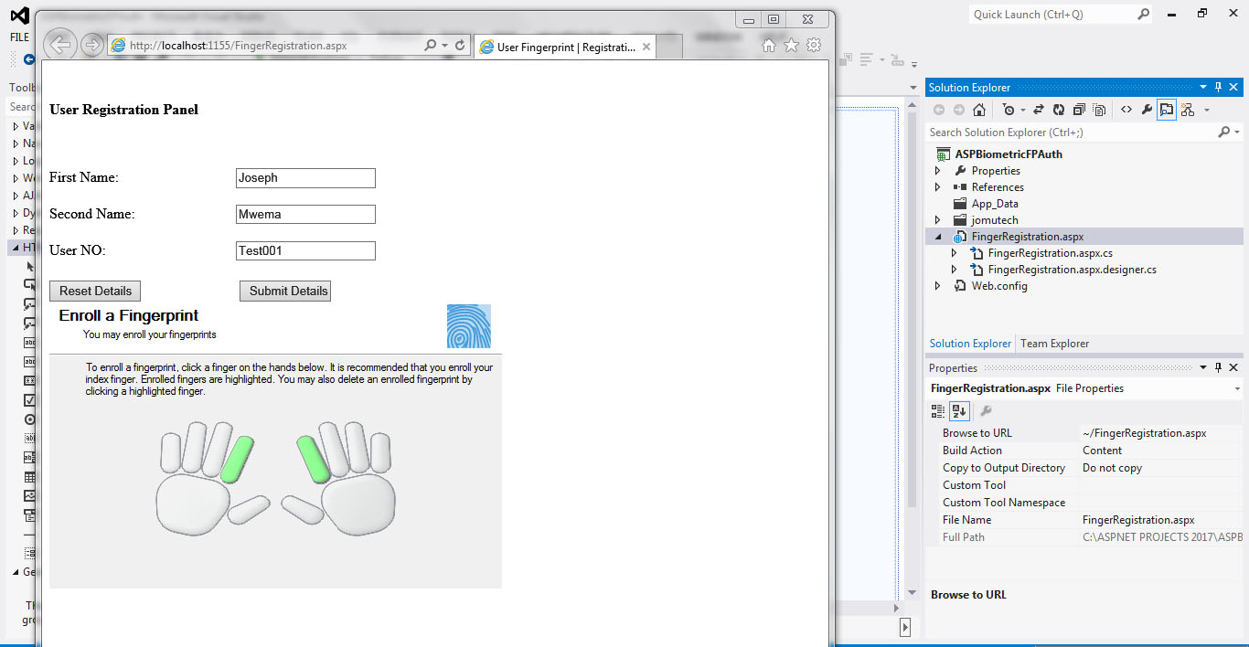 ASPNET Web Biometric Authentication - Jomutech Systems