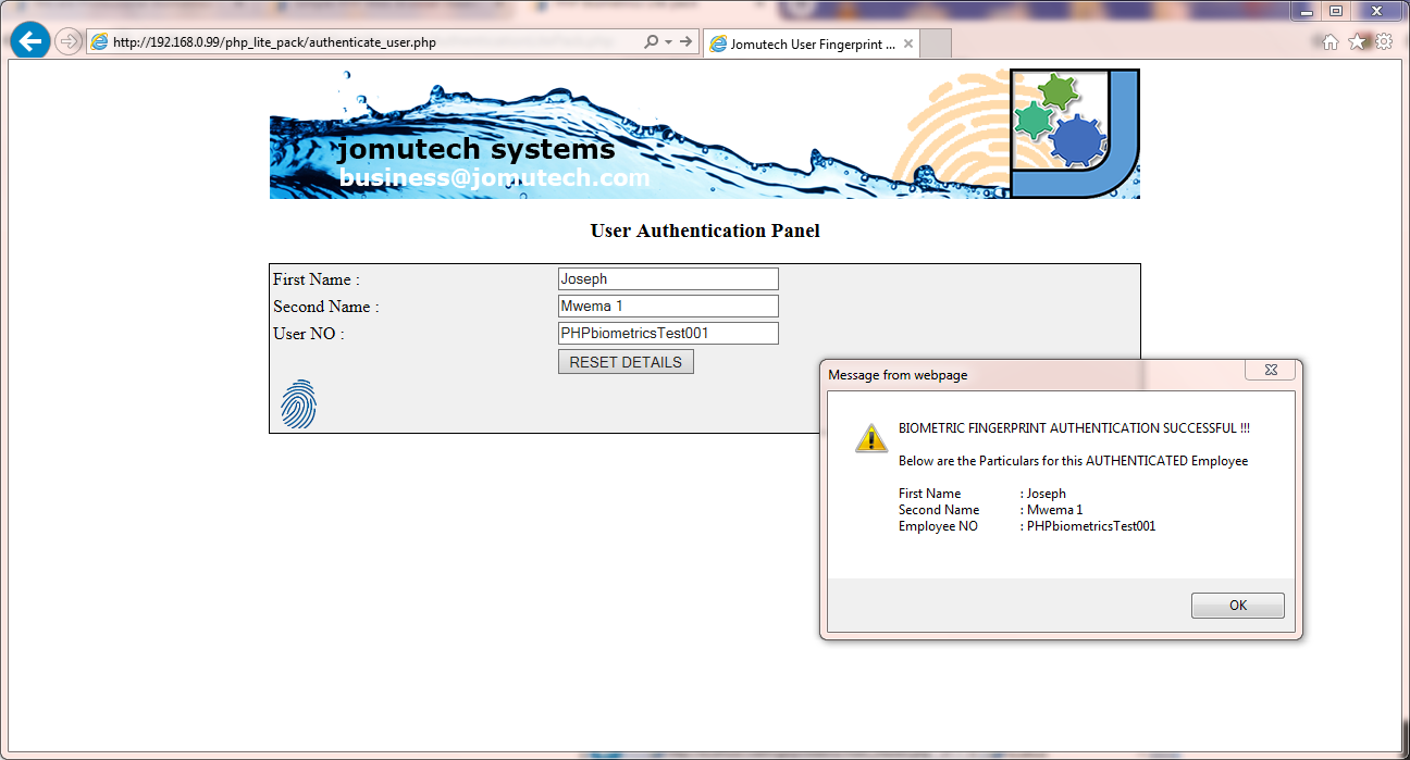 Php Web Biometric Authentication Lite Pack Joseph Mwema 1660