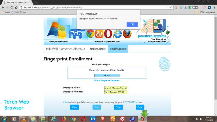 PHP Web Biometric Authentication Gold PACK – Joseph Mwema - Biometrics Engineer