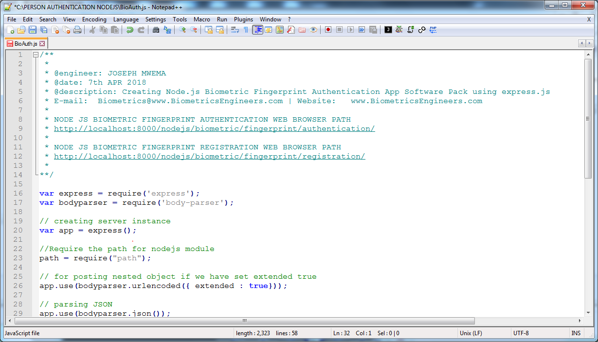 Nodejs Biometric Authentication Joseph Mwema Biometrics Engineer