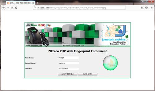 ZKTeco PHP Web Biometric Fingerprint Authentication