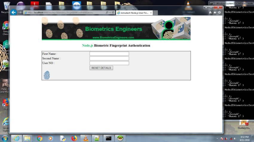 NodeJS Biometric Authentication – Joseph Mwema - Biometrics Engineer