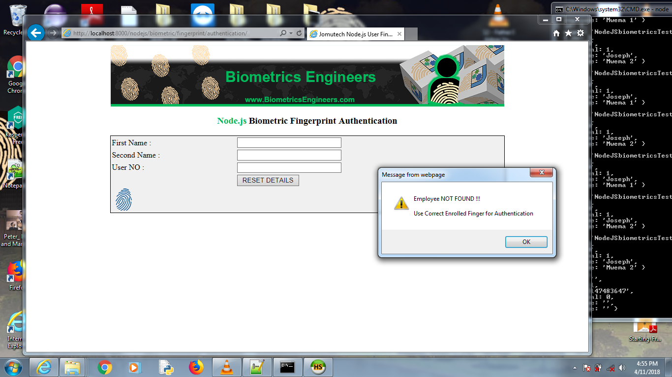 NodeJS Biometric Authentication – Joseph Mwema - Biometrics Engineer