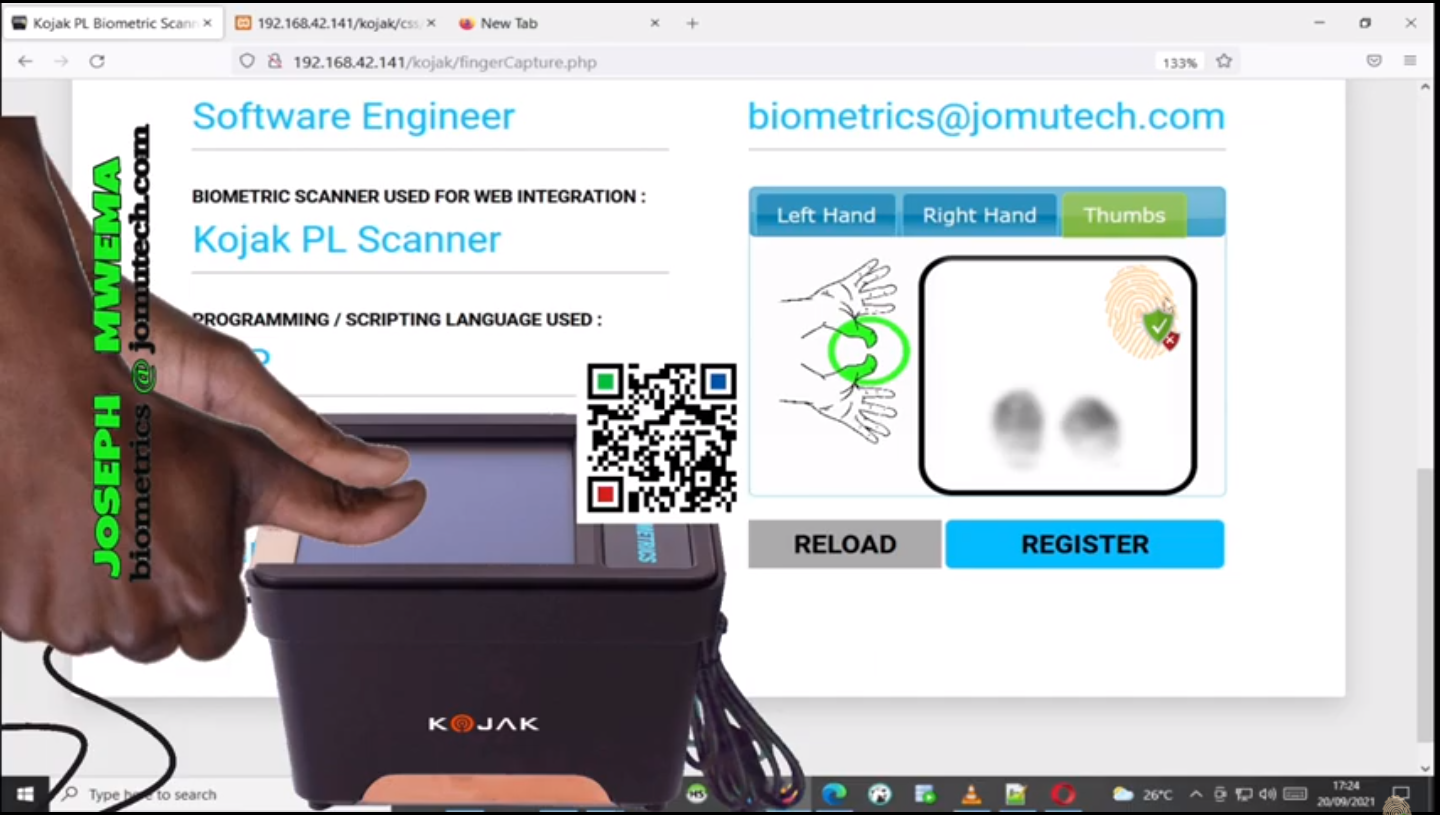 10 Finger Capture in PHP Web using a KOJAK Biometric Scanner