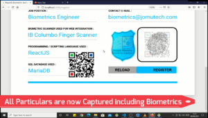 React Biometric Fingerprint Integration using a Columbo Scanner