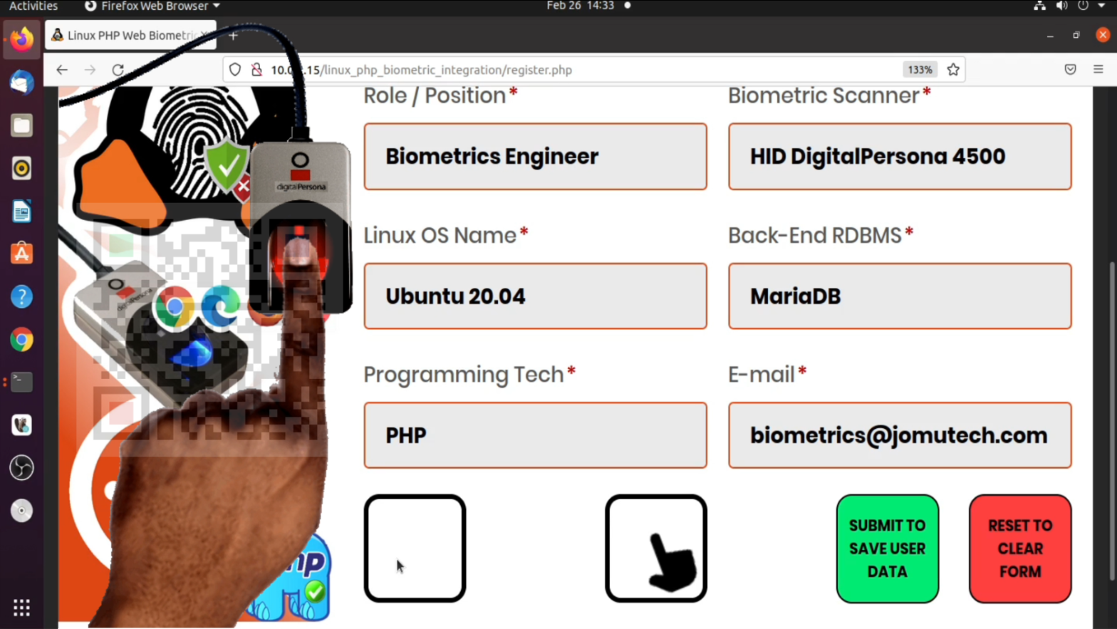 PHP Web Biometric Integration in Linux – Joseph Mwema - Biometrics Engineer