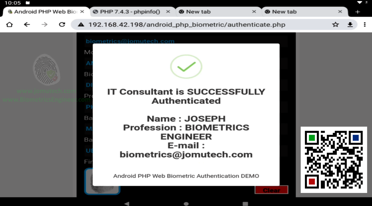 Android PHP Web Biometric Integration – Joseph Mwema - Biometrics Engineer