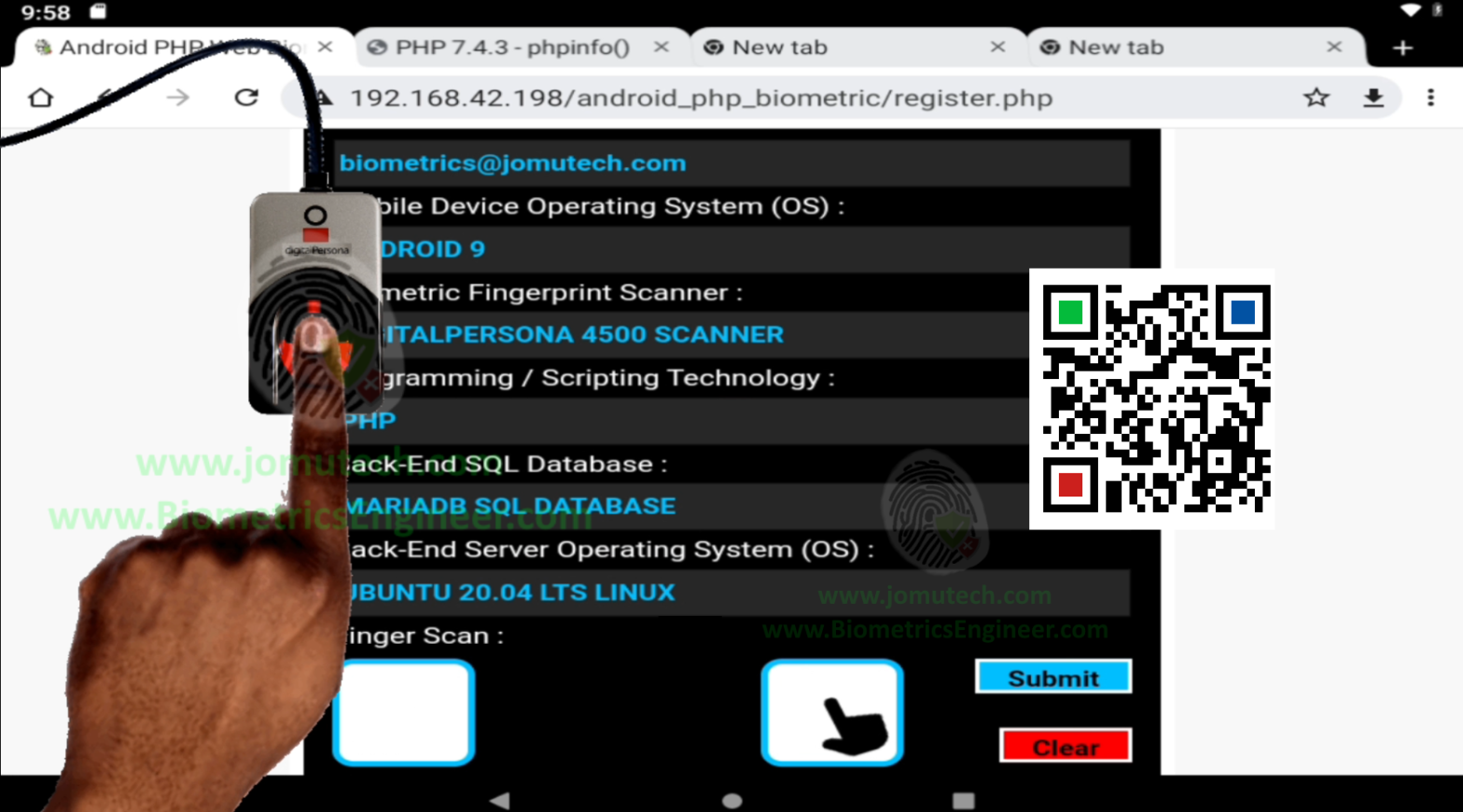 Android PHP Web Biometric Integration – Joseph Mwema - Biometrics Engineer