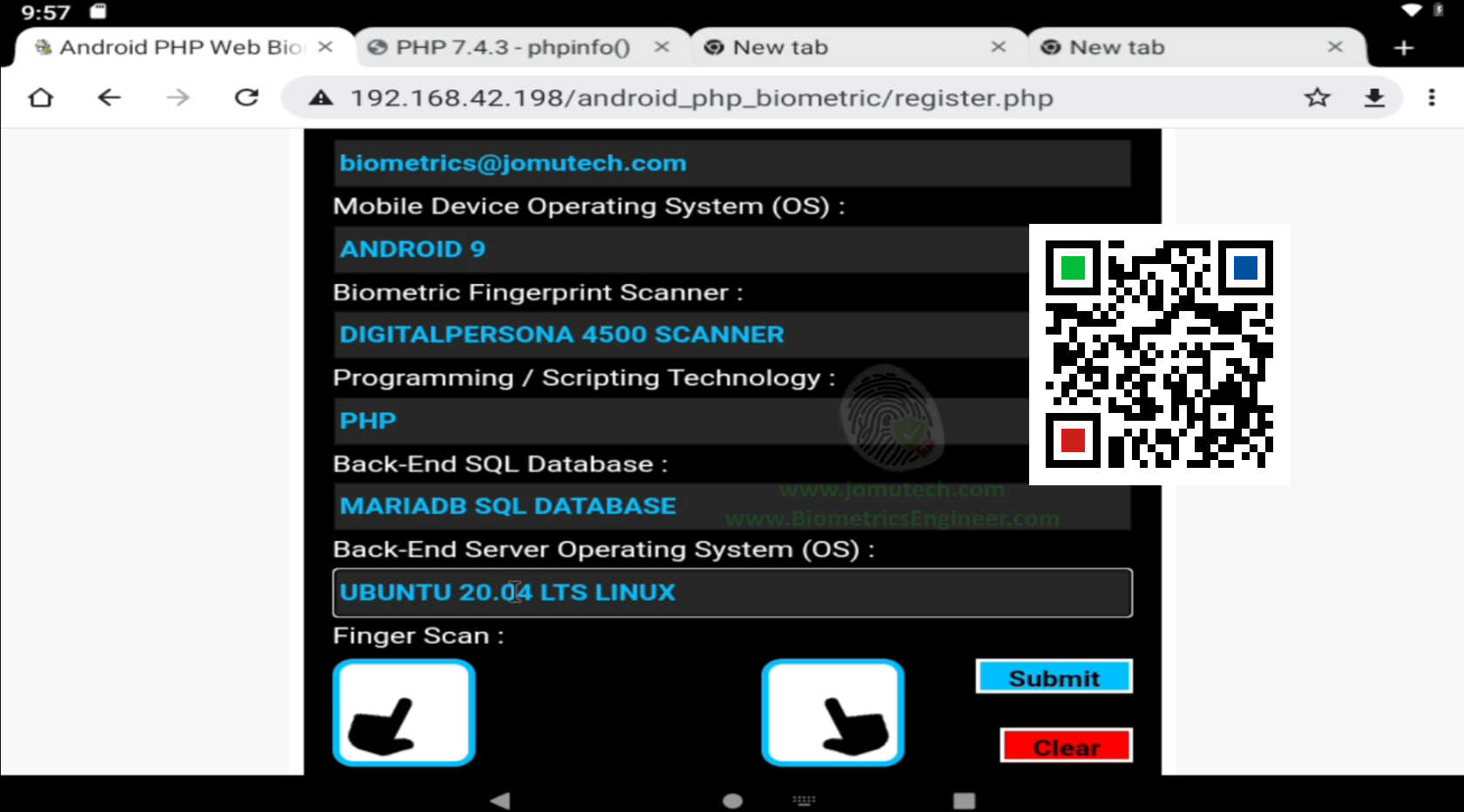 Android PHP Web Biometric Integration – Joseph Mwema - Biometrics Engineer