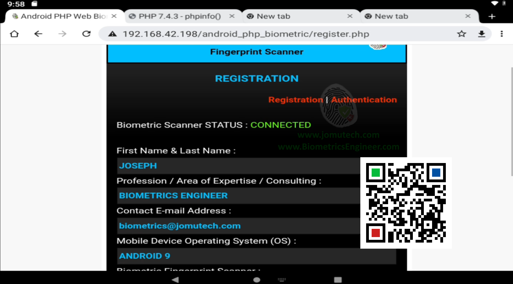 Android Php Web Biometric Integration Joseph Mwema Biometrics Engineer