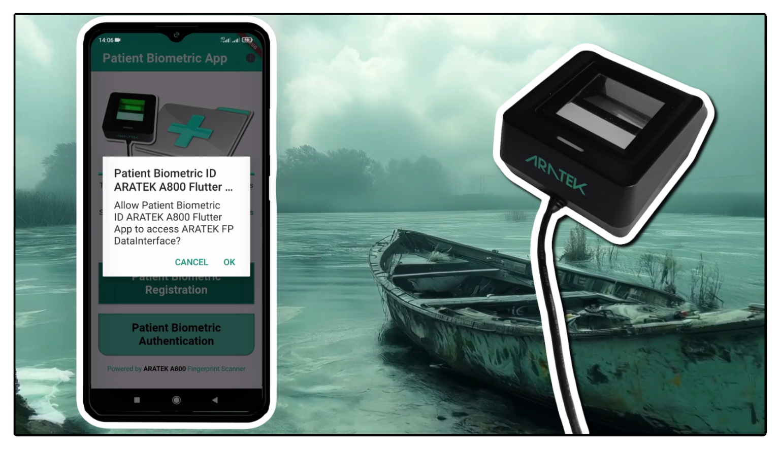Patient Biometric Registration App Driven by ARATEK A800 Reader