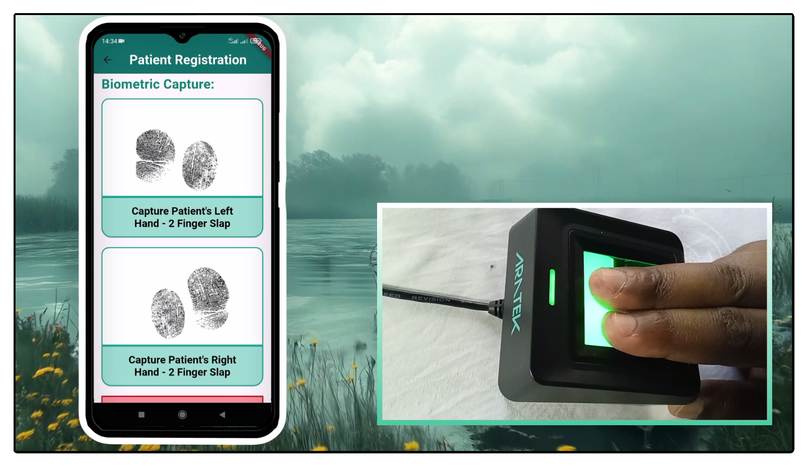 Patient Biometric Registration App Driven by ARATEK A800 Reader